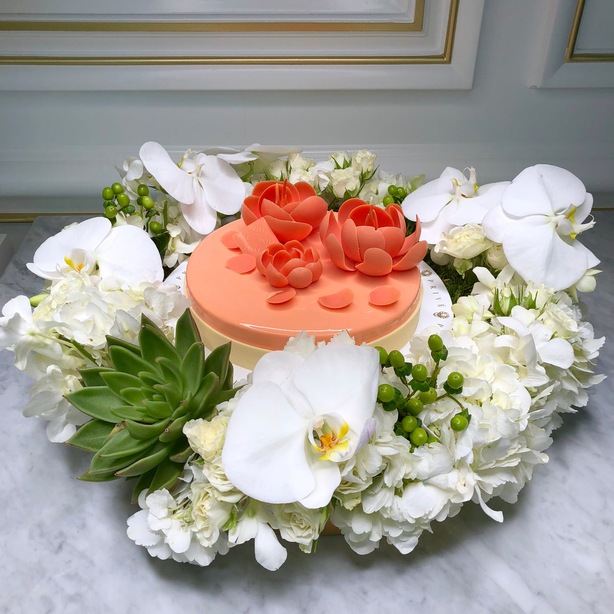Flowers Tray with our elegant Peonies Cake – Prive Chocolates